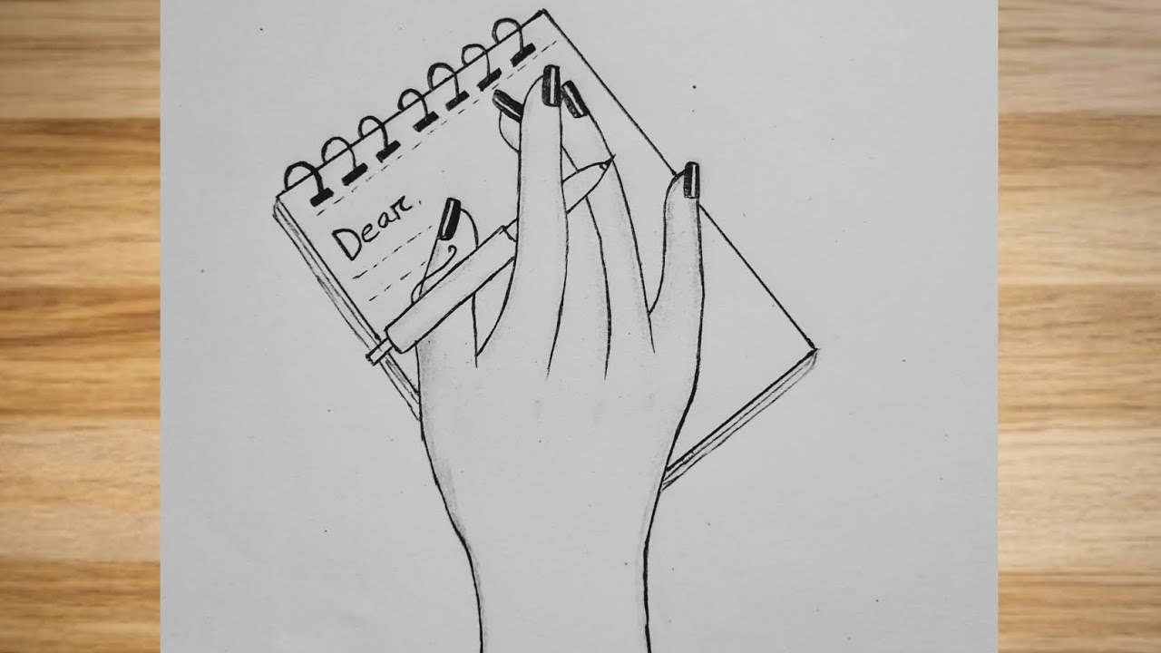 How to draw a Hand holding a pen writing letter| Easy Drawing for ...