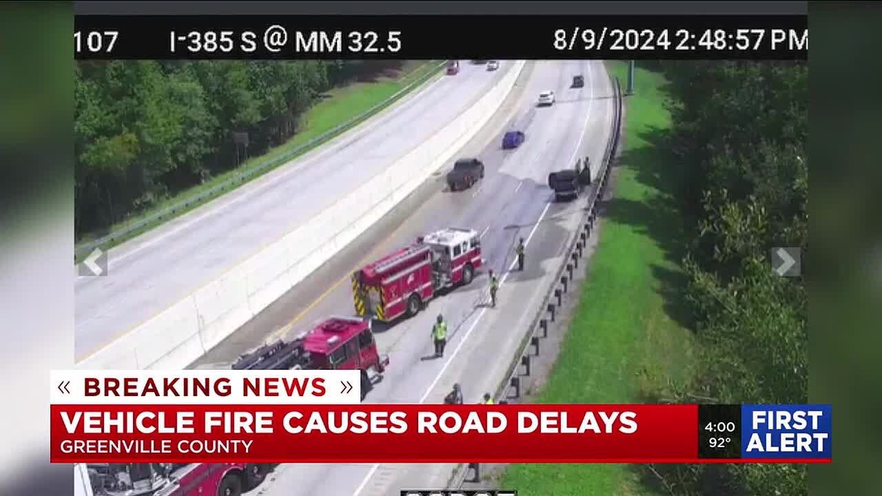 Vehicle fire causes delays on I-385 - YouTube