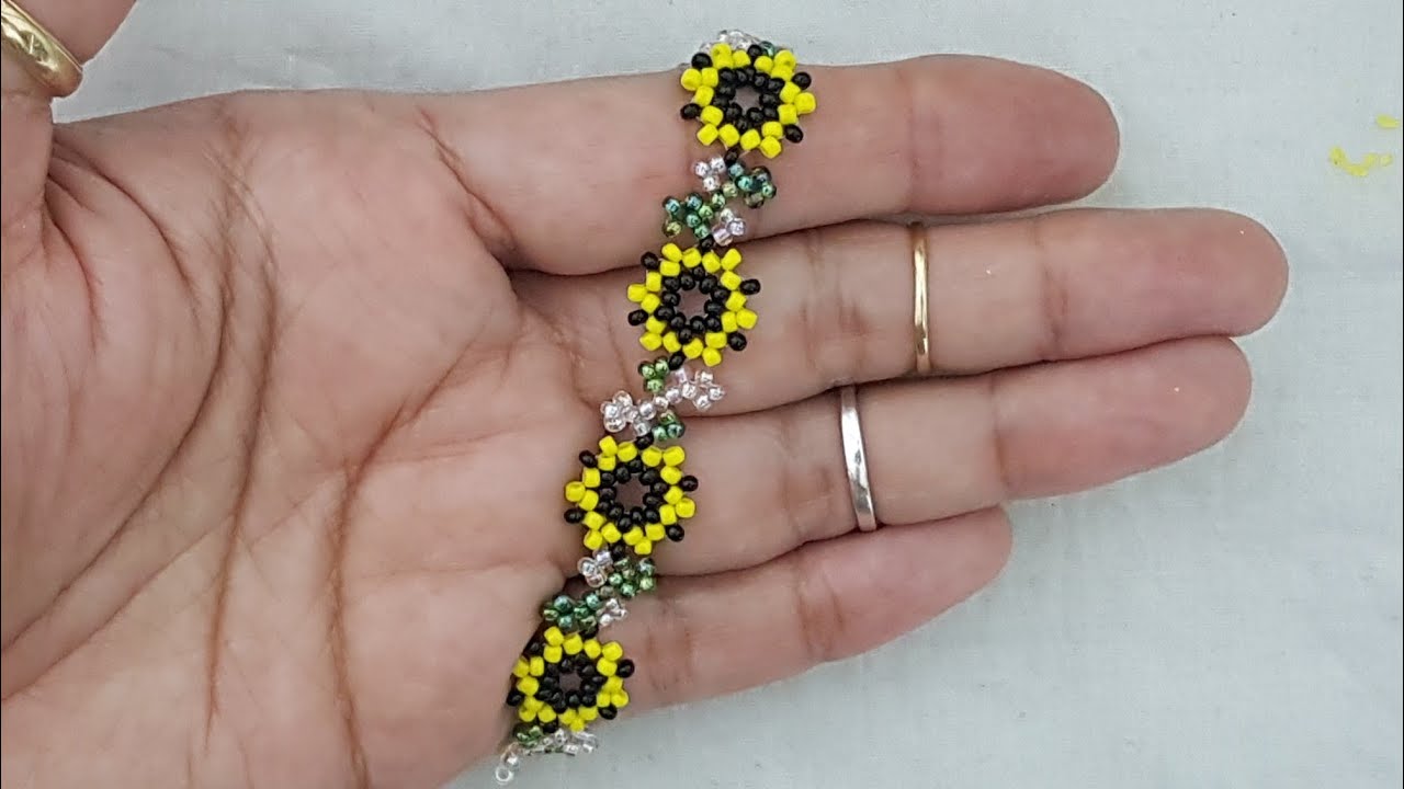 how to make sunflower bracelet. beaded bracelet with seed beads ...