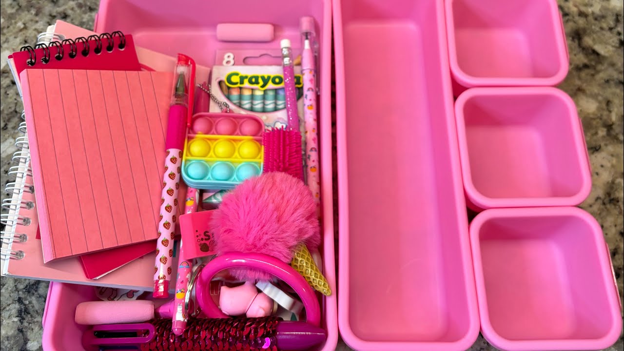 PINK Dollar Tree School Supply Haul - YouTube