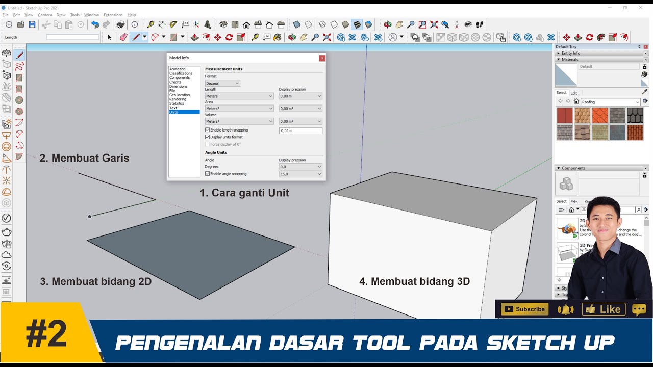 SKETCHUP | #2 SEKILAS PENGENALAN DASAR TOOLS SKETCHUP - YouTube