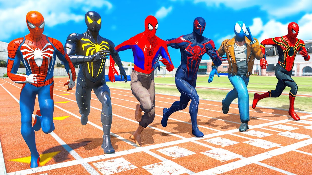 TEAM SPIDERMAN VS SONIC ARMY | GTA 5 Running Challenge Competition ...