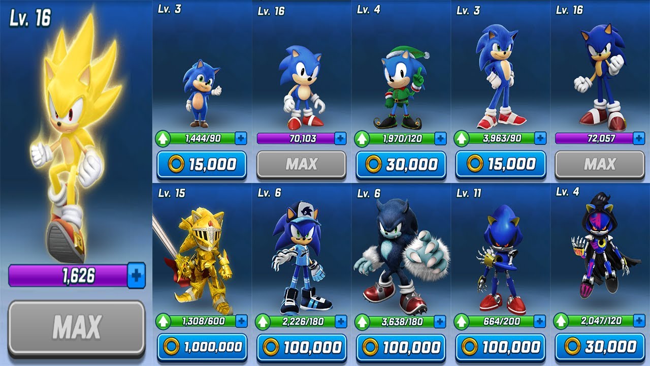 Sonic Forces Speed Battle - My All 11 Sonic Skins Running - All 62 ...