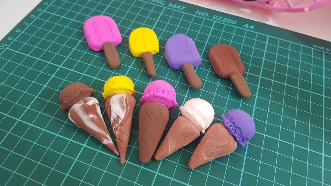DIY Cute Ice Cream Clay | Satsifying with Miniature Clay |DIY How to ...