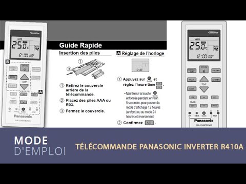 Mode d'emploi Télécommande Climatiseur Panasonic Inverter R410A - YouTube