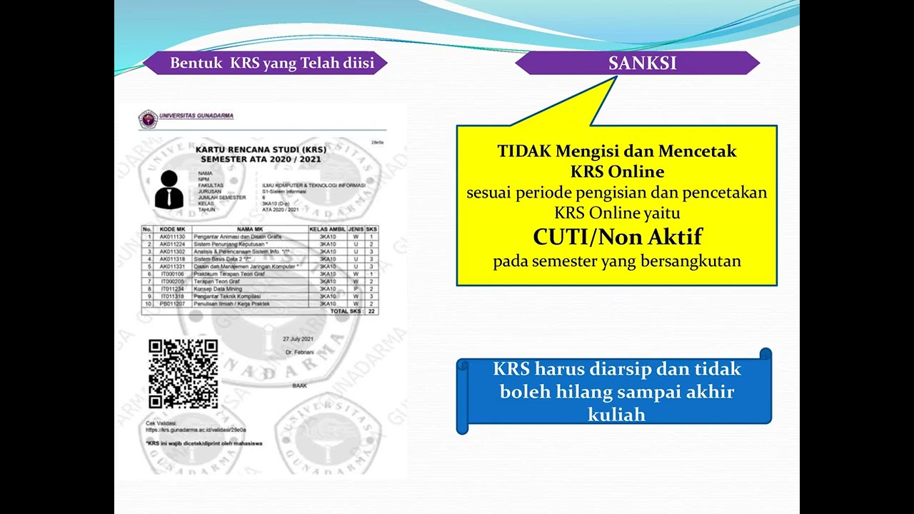 Alur Pengisian KRS Online Universitas Gunadarma - YouTube