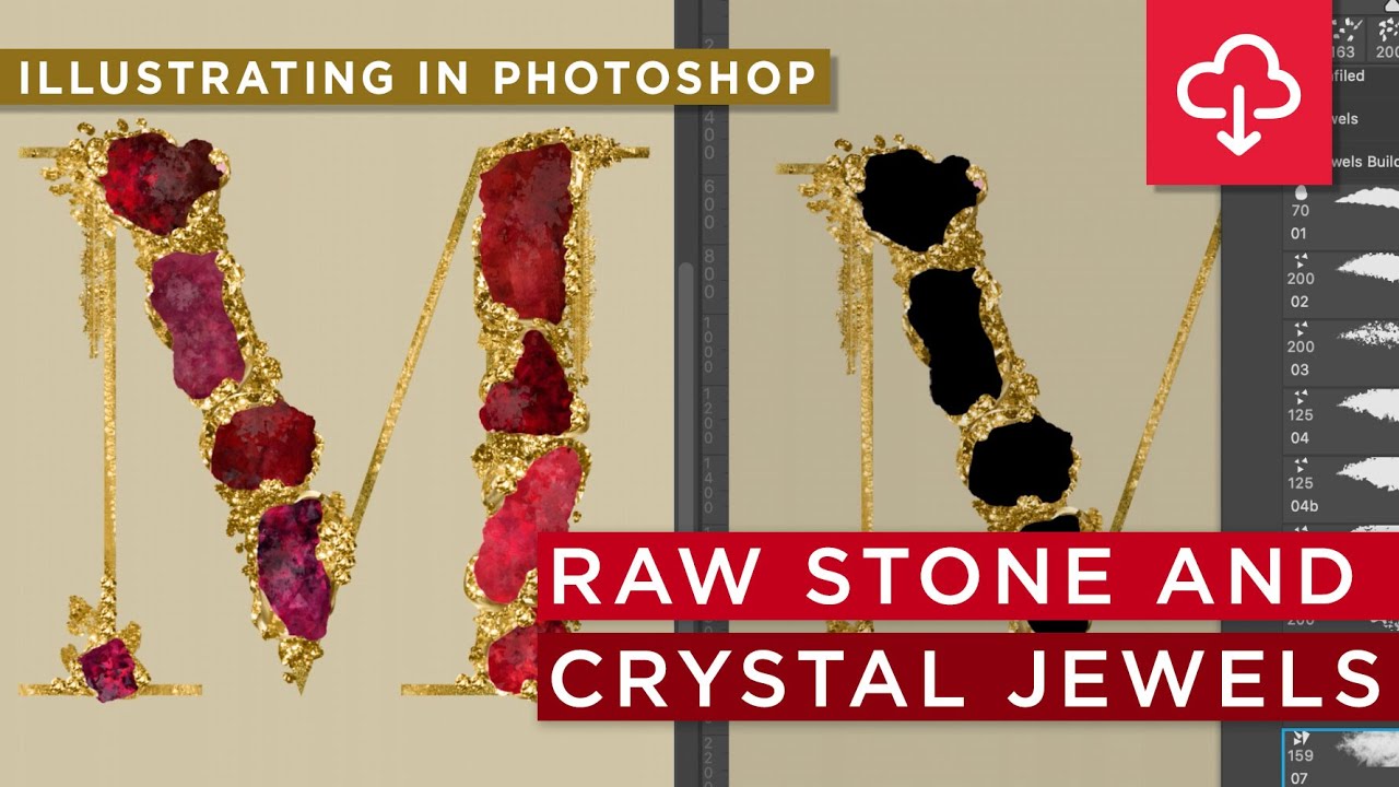 Raw & Crystal Jewel Photoshop Brush Tutorial - YouTube
