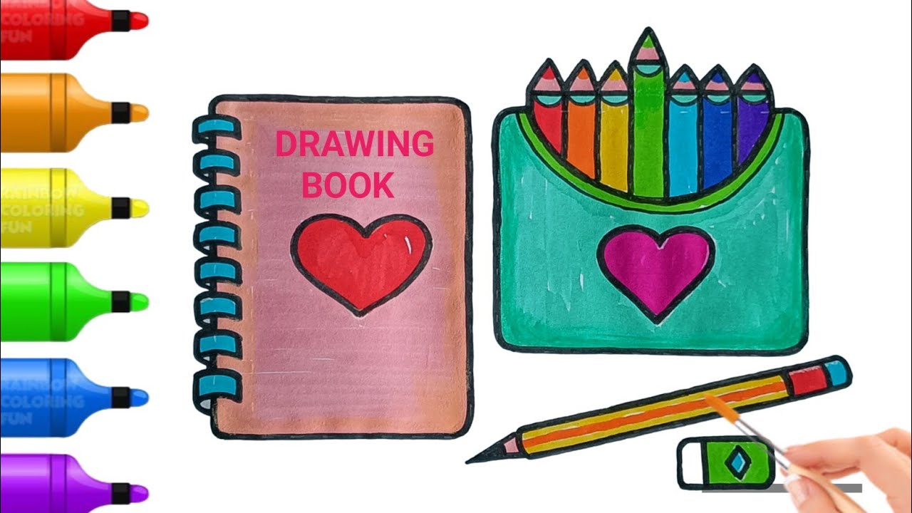 How to Draw Colorful Drawing Supplies for Kids 🌈🖍️🎨 || School Supplies ...
