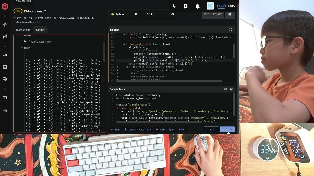 Codewars | Python | HHKB keyboard | 40 min real time | no talking | EP ...