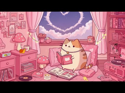 Cat's Pink Study Room 💖 Calm Lofi Beats for Study 📚 Soft Lofi Beats for Study, Relax & Sleep