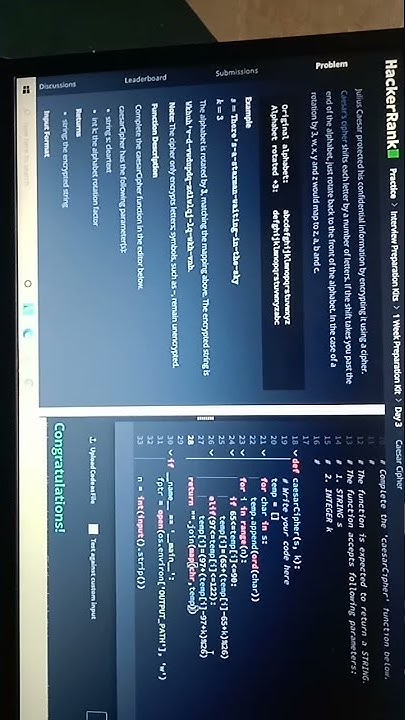 Hackerrank Caesar Cipher solution - YouTube