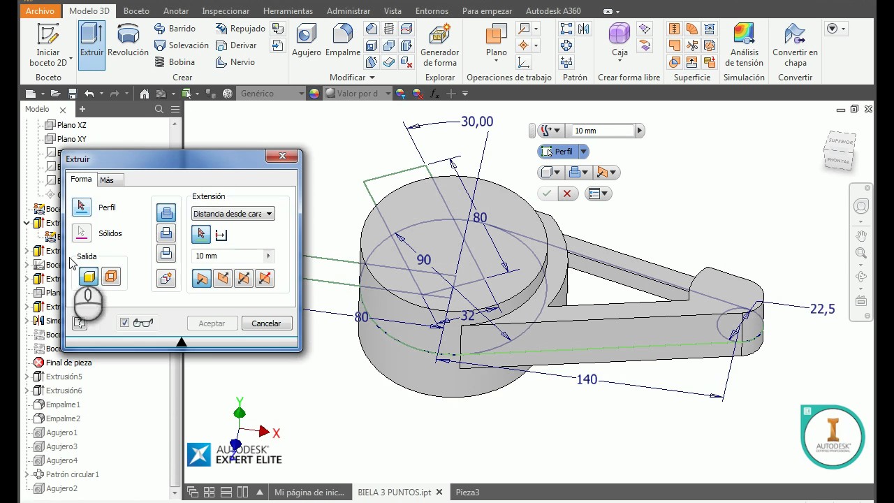 Autodesk Inventor | Extrusión Distancia desde cara - YouTube