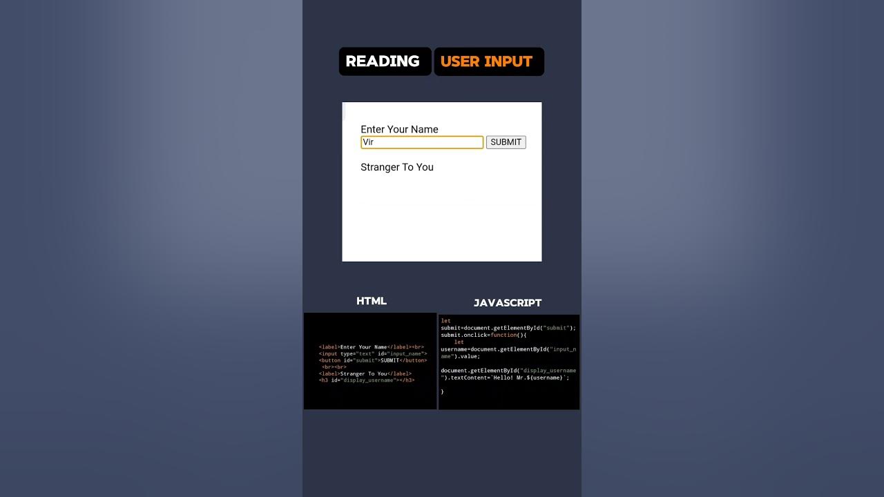 Reading User Input Using Javascripthtml Shortsfeed Tipsandtricks Css Coding Javascript 