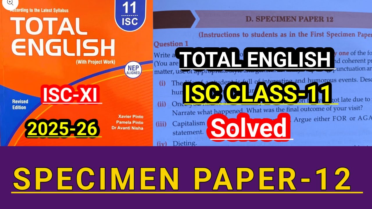 ISC-XI |Total English grammar solution 2025-26|Solved Specimen paper-12|SPECIMEN PAPER-12 ...