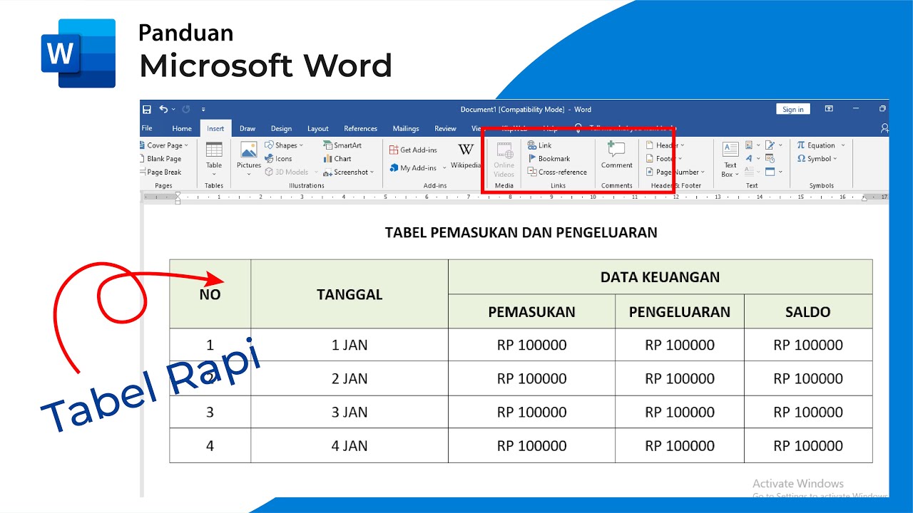 Cara Membuat Tabel di Word - YouTube