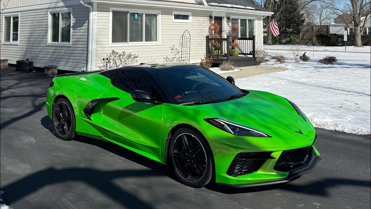 C8 Vette Wrapped in WASABI GREEN! Making It Look Like an ACTUAL ...