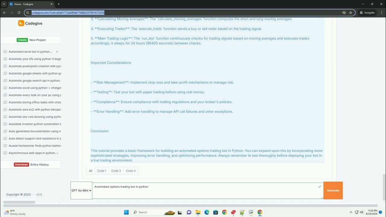 Automated options trading bot in python - YouTube