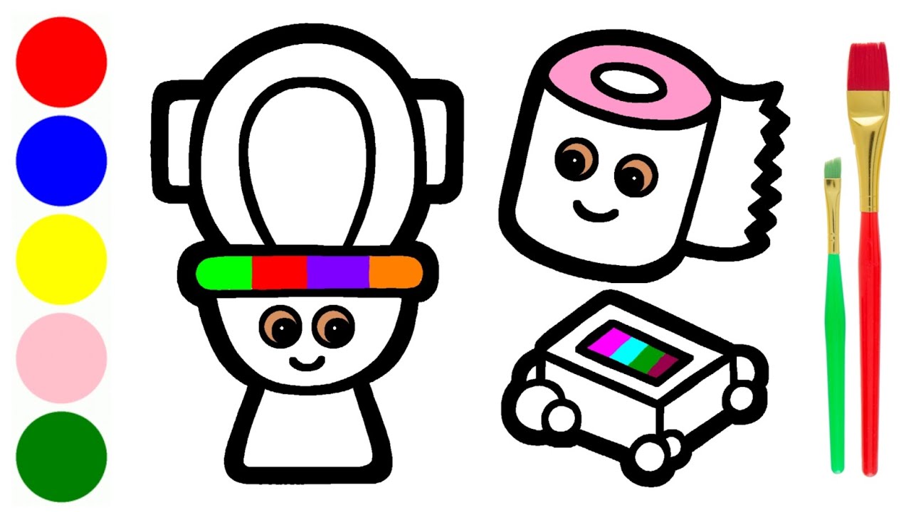 Toilet Drawing Painting and Coloring forKids & Toddlers // How to Draw ...
