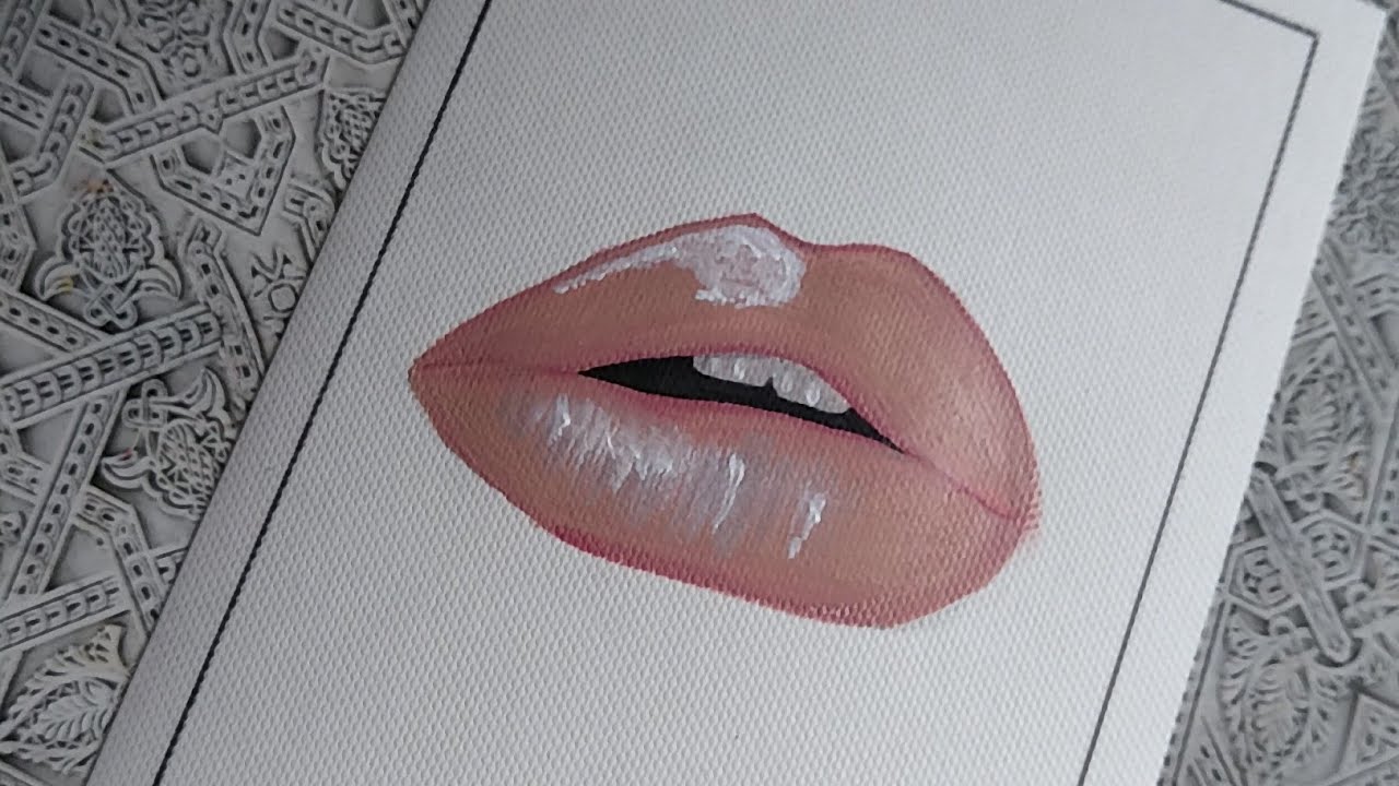 how to paint realistic lips with acrylic colours 🎨🖌️💋 - YouTube