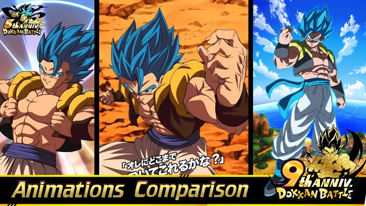 LR GOGETA ANIMATION COMPARISON 9TH VS 5TH ANNIVERSARY DBZ : Dokkan ...