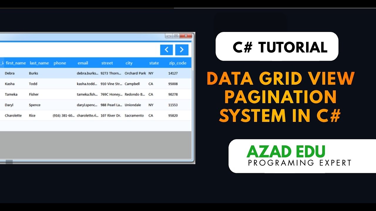 Azadeducation C Datagridview Pagination System Data Grid View Load Data From Sql Youtube