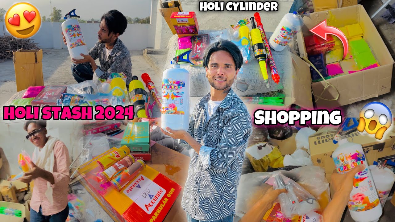 Holi stash 2024😍 * Shopping * || Holi Cylinder | Colour Blaster ...