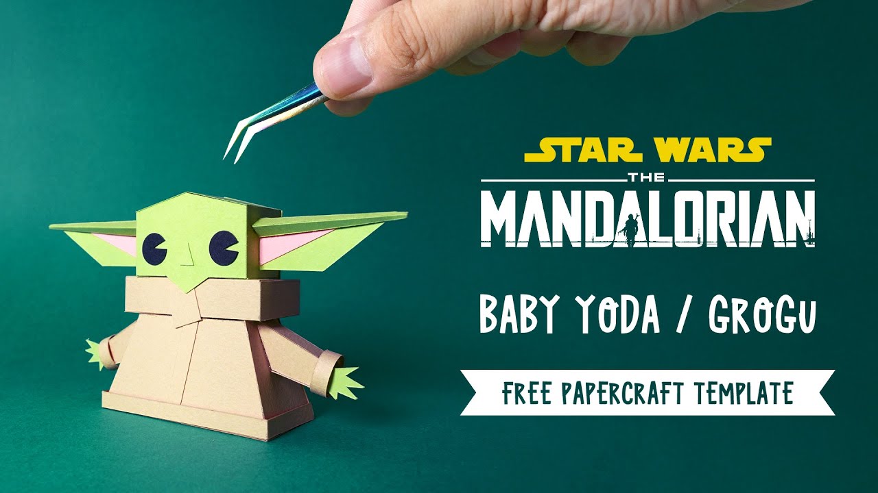 ️ Free Papercraft Template: Baby Yoda from Mandalorian Star Wars - DIY ...