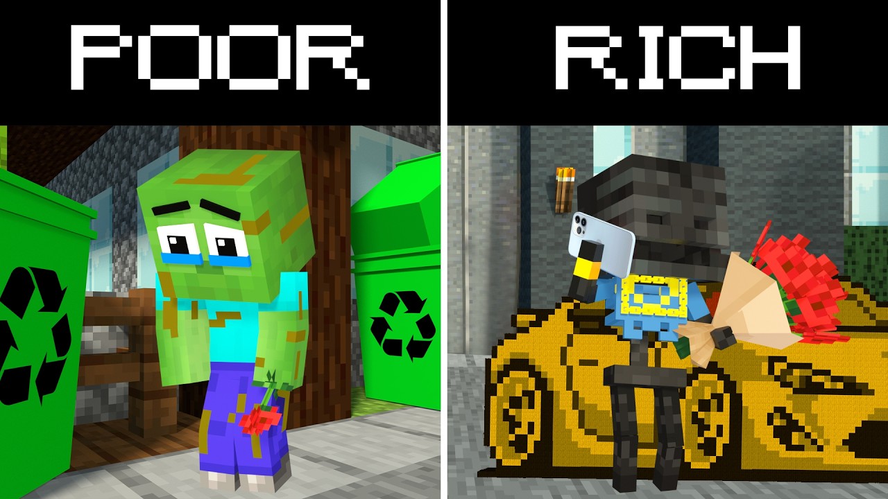 RICH Family vs POOR Family | War Battle in Minecraft | Sad Story ...