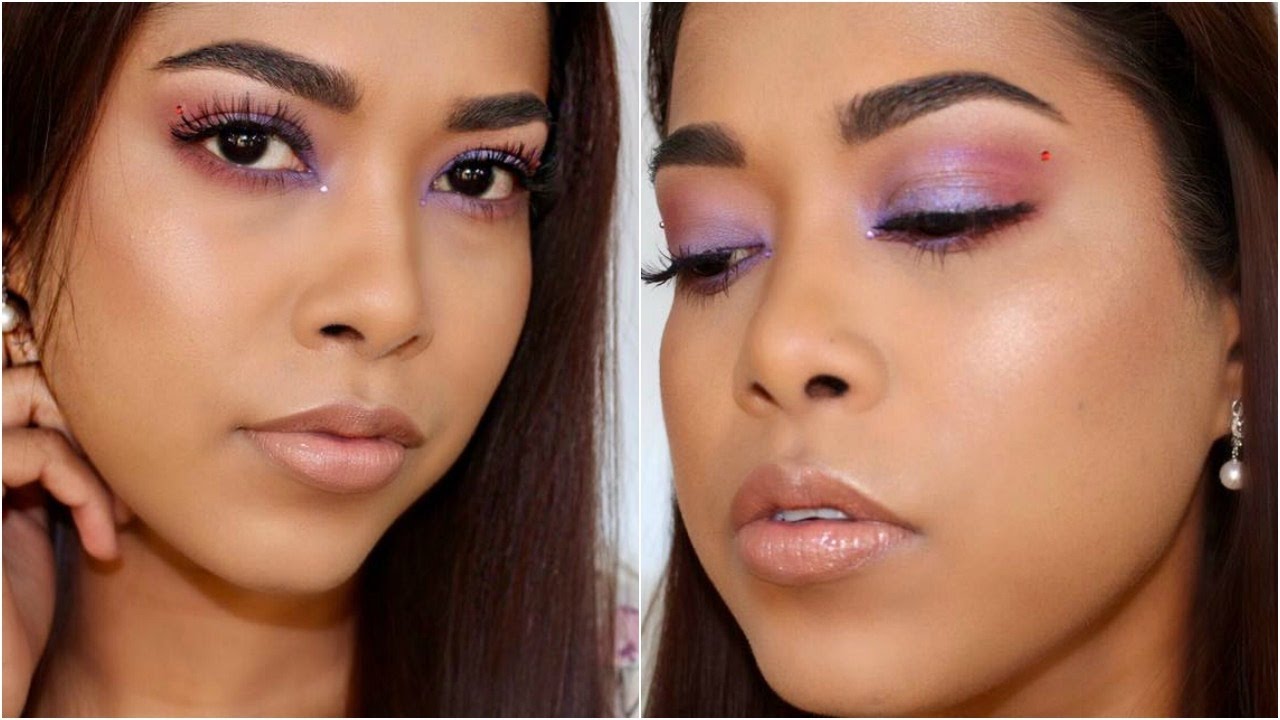 Simple Spring Makeup Using Rhinestones || - YouTube