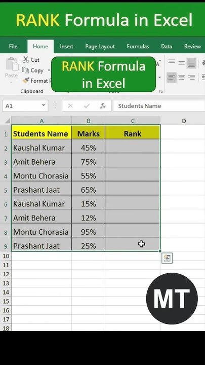 Excel Rank Formula In Excel Sheets #excel #exceltips #exceltricks #exceltipsandtricks #shorts # ...