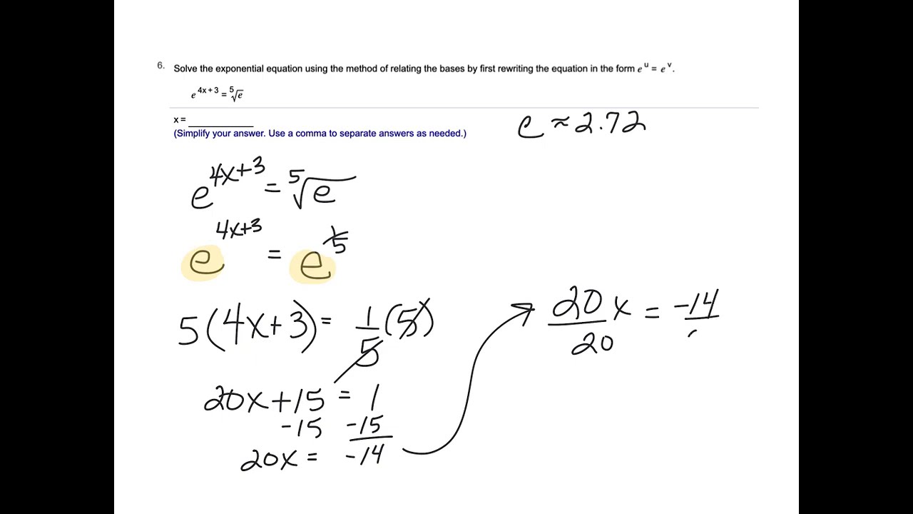 Exponential equations (Relating the Base formula) - YouTube