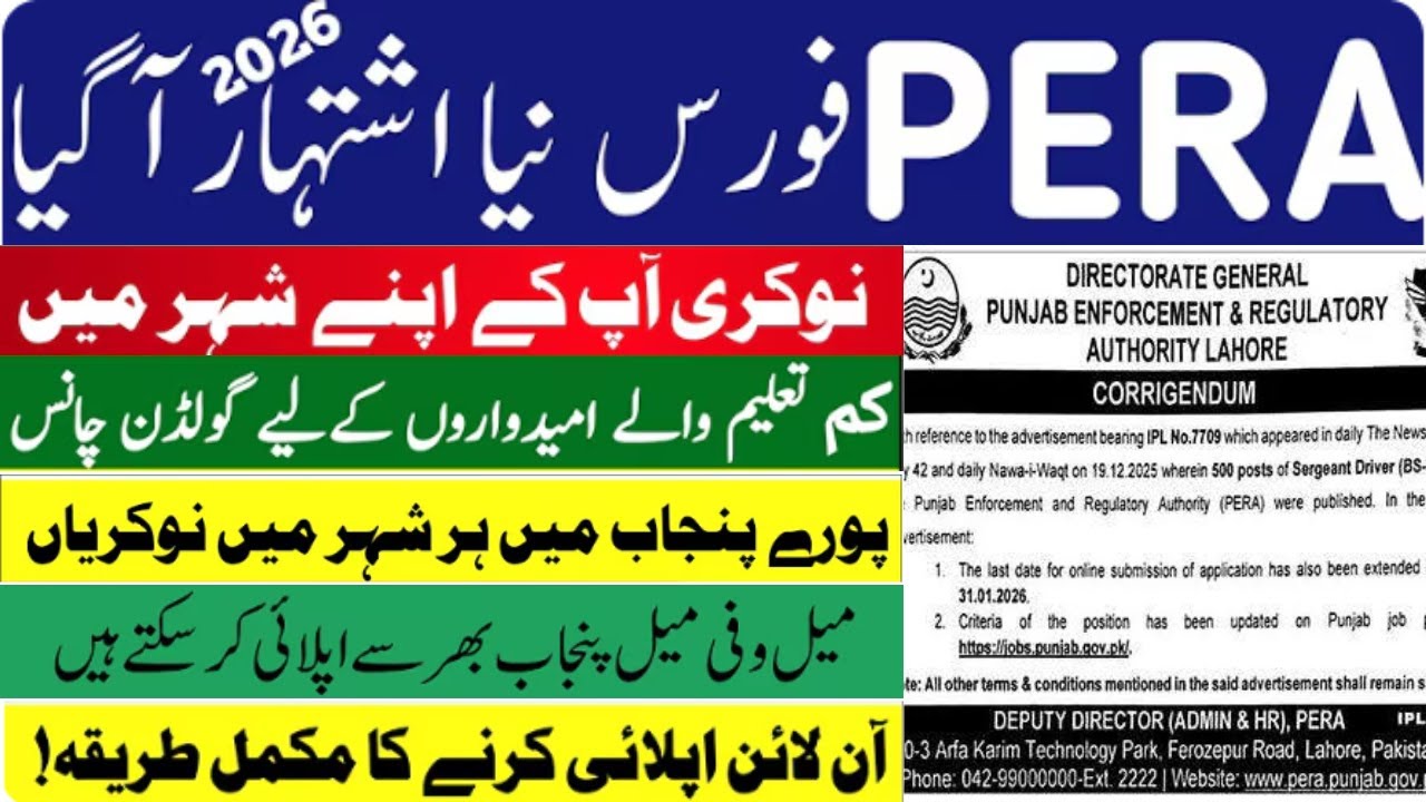 PERA force jobs 2026 online apply || latest government jobs in pakistan ...