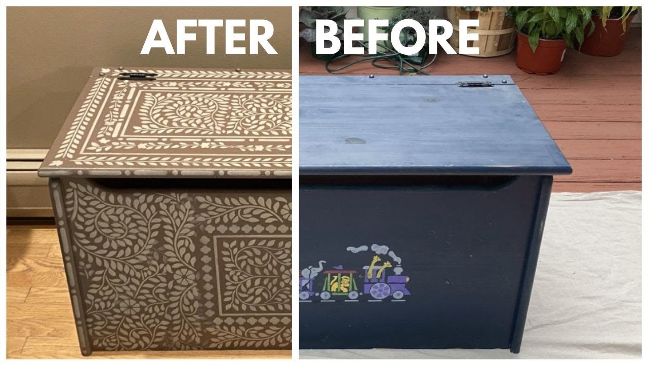 How To Stencil On Wood Chest With Inlay Stencil Kit - YouTube