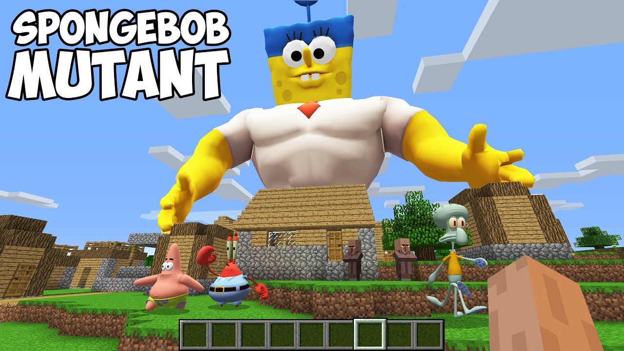 SPONGEBOB SUPERHERO HAS TAKEN OVER the VILLAGE! in Minecraft? SPONGE ...