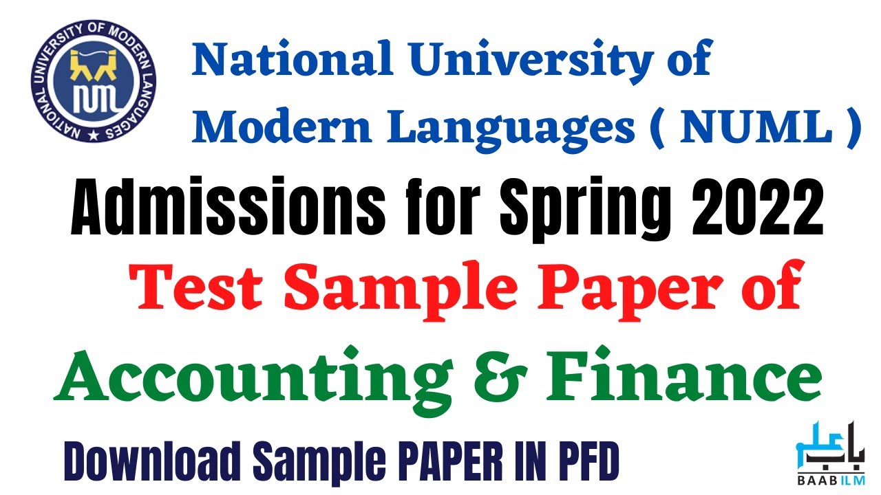 NUML BS Accounting Finance Sample Paper 2021 NUML Entrance Test numl-bs-accounting-finance-sample-paper-2021-numl-entrance-test