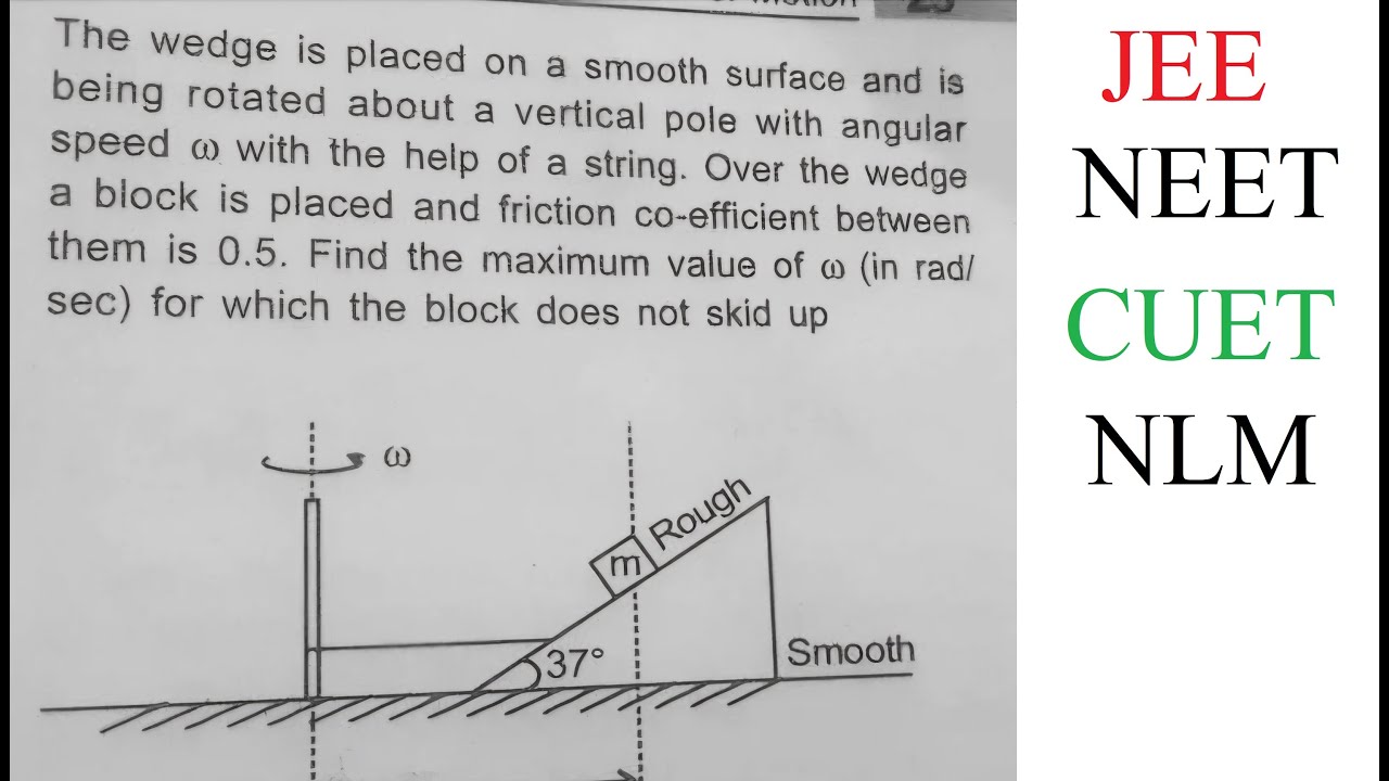 Wedge and Block Rotated R=20cm then Find w don not skid, #neet #jee # ...