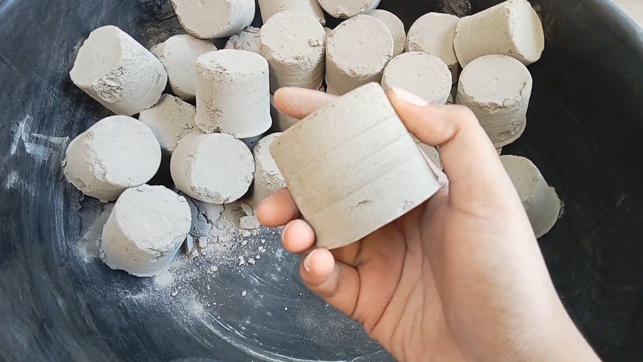 One hand crush 😍 pure cement mini cylinders |Satisfying video|Asmr ...