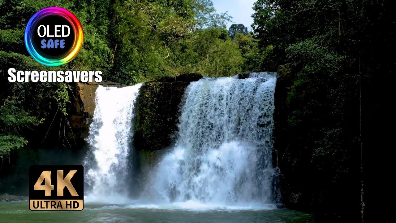Waterfall Screensaver - Tropical Waterfall - 10 Hours - 4k - OLED Safe ...