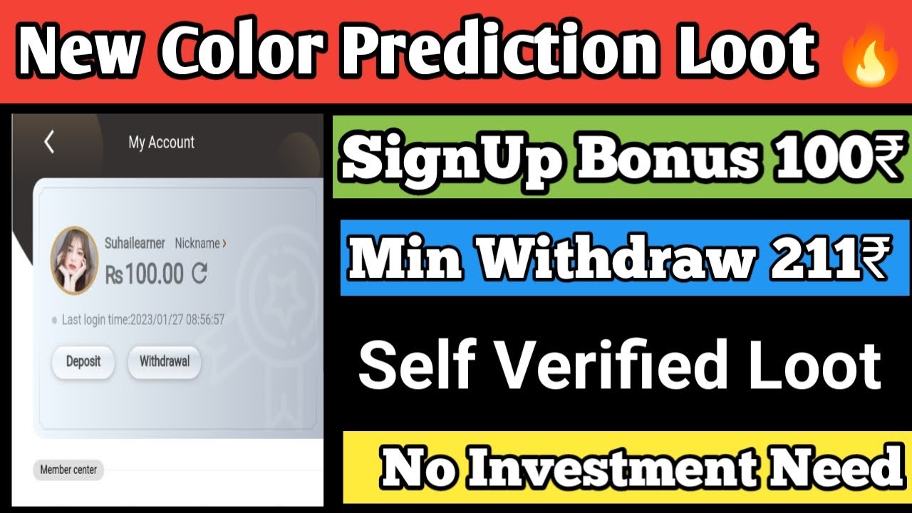 🔥New Biggest Color Prediction Loot | SignUp Bonus 100₹ | Earn Free ...