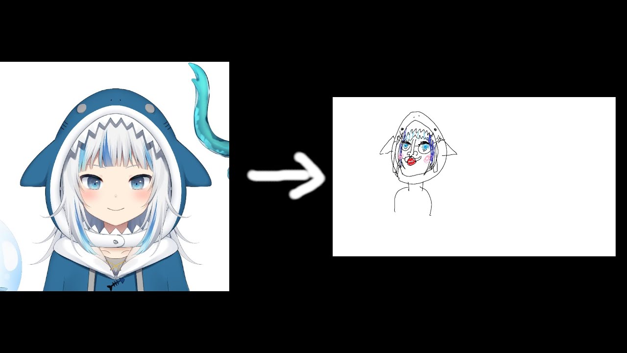 How to draw Gawr Gura and stuff - YouTube