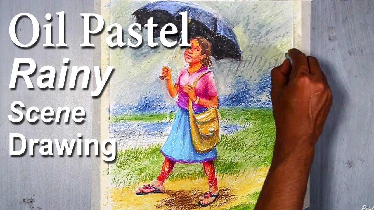 Memory Drawing : A School Girl in Rainy Day | step by step drawing from ...