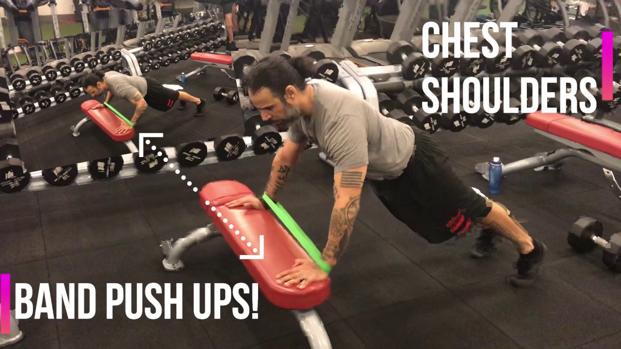 BEST Body weight Exercise for Chest and Shoulders: Mini Band Push Ups ...