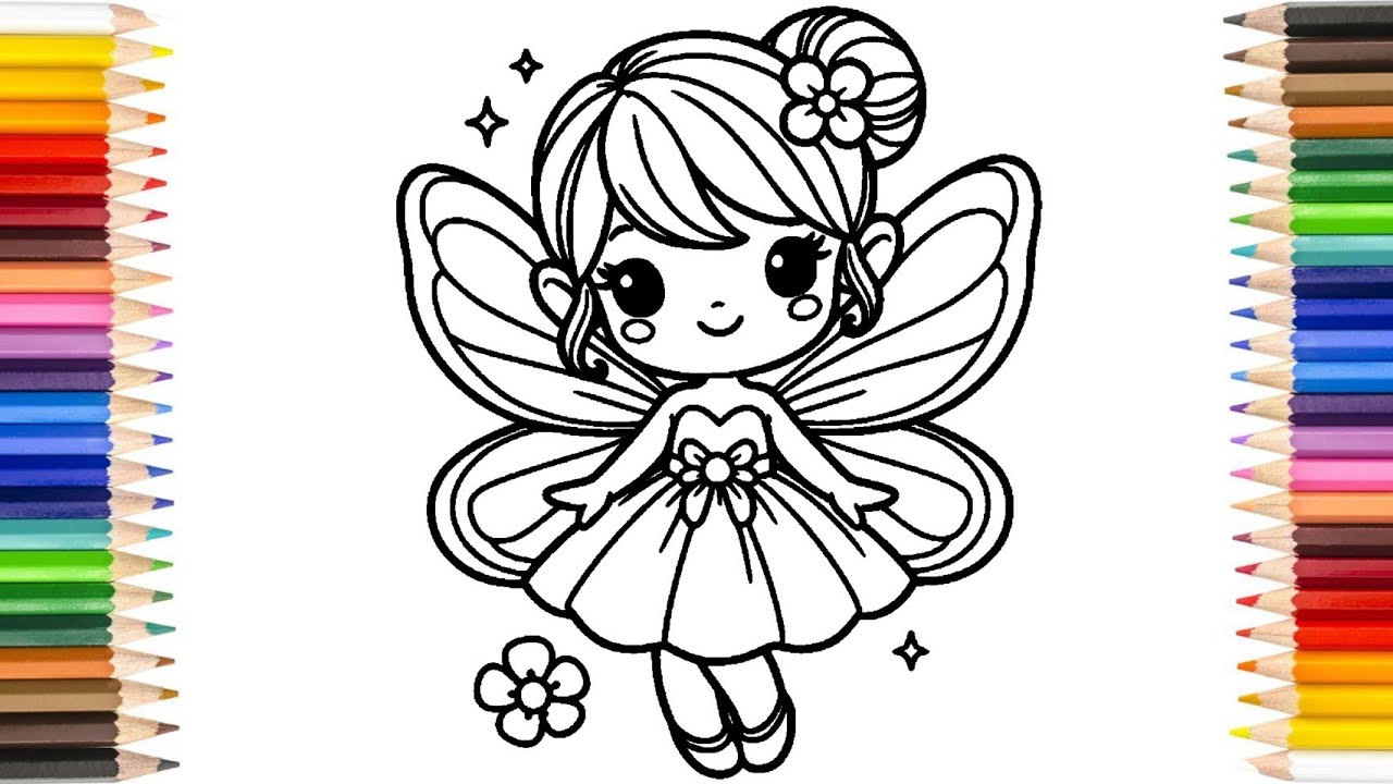 🦋🧚🏻‍♀️🦋Cute little Fairy Drawing And Colouring🦋🧚🏻‍♀️🦋 | How to draw ...