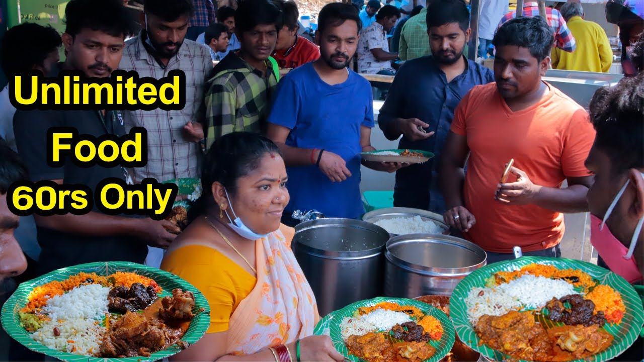 Hardworking Lady Selling Unlimited Food | Babji meal | Hyderabad Street ...