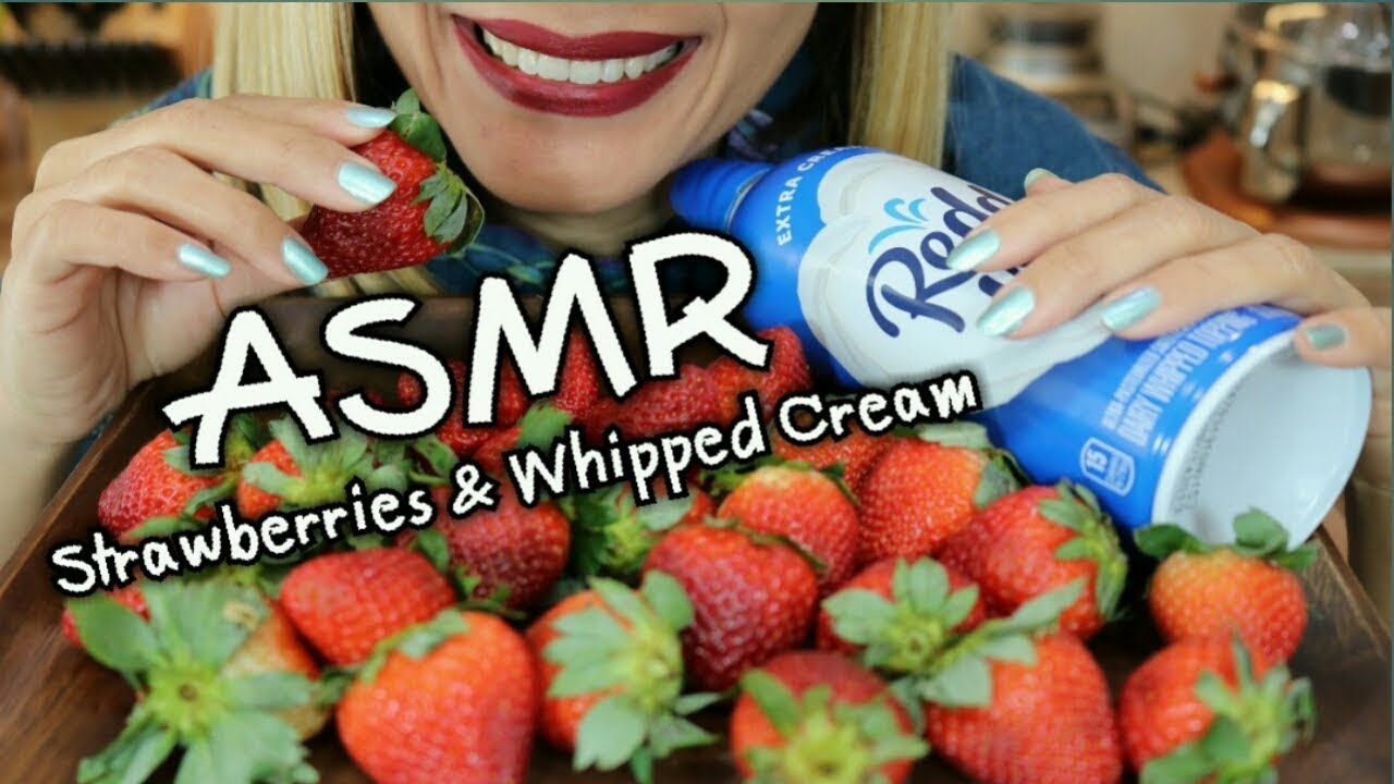 ASMR Strawberries & Whipped Cream - YouTube