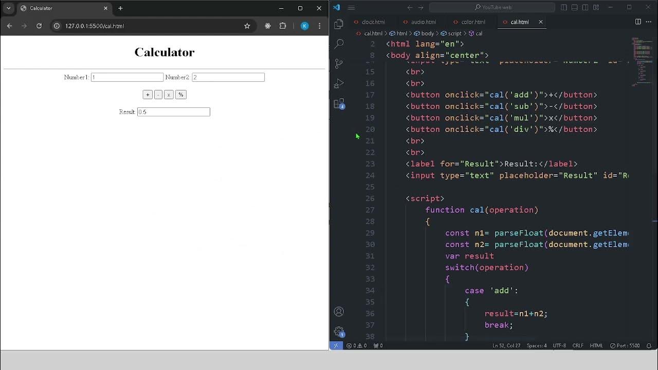 Create a Simple Calculator with JavaScript: Step-by-Step Tutorial (Tamil) - YouTube