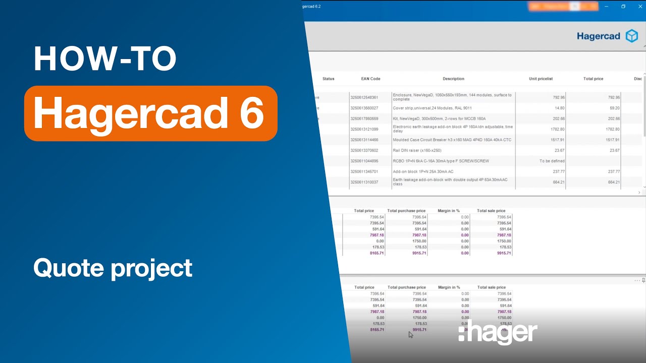 Hagercad 6 How-to videos 10: Quote a project - YouTube