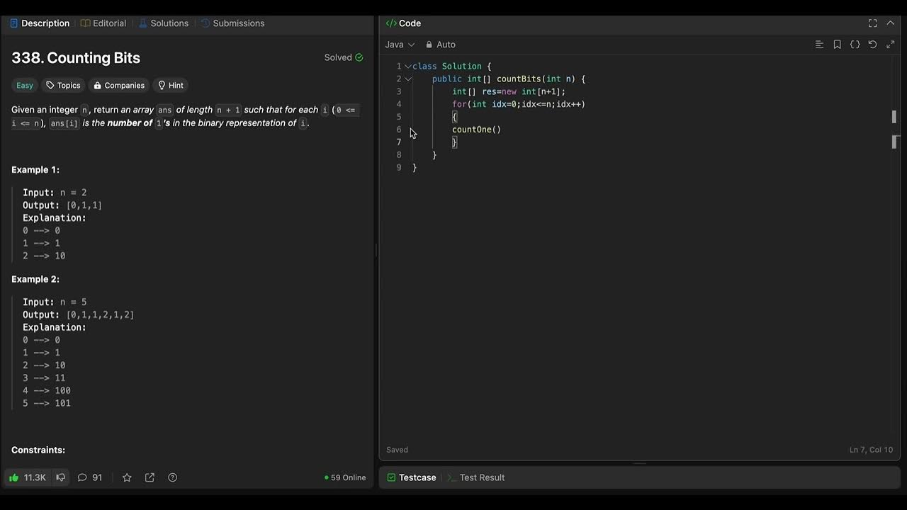 Leetcode 338 Counting Bits Youtube