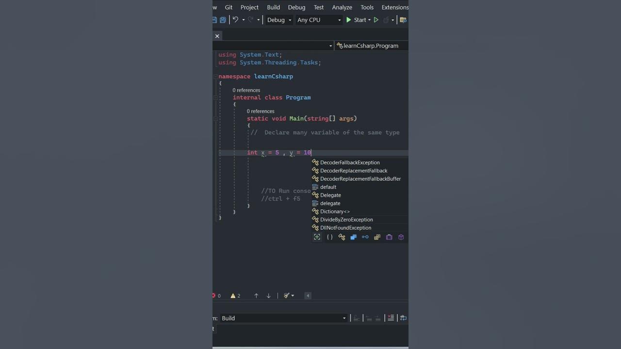 How to declare many variable of the same type in cSharp C# tutorial #shorts - YouTube
