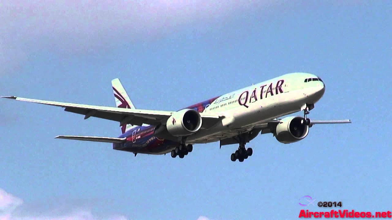 Qatar Airways "FC Barcelona" 777-3DZ/ER [A7-BAE] - YouTube